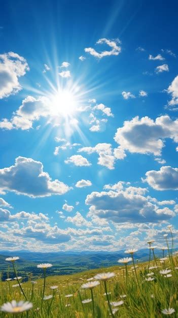 Premium Photo Sunny Sky Landscape A Picturesque Backdrop For Summer