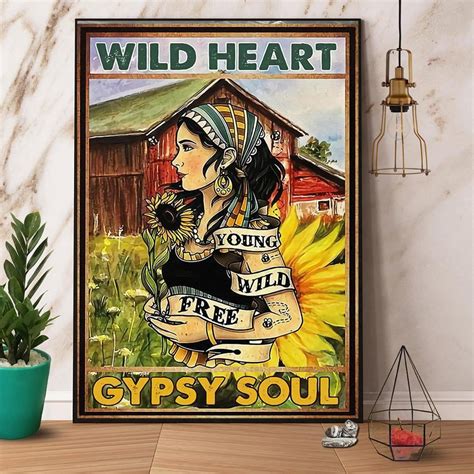 Girl And Sunflower Wild Heart Gypsy Soul Paper Poster No Frame Matte Wall