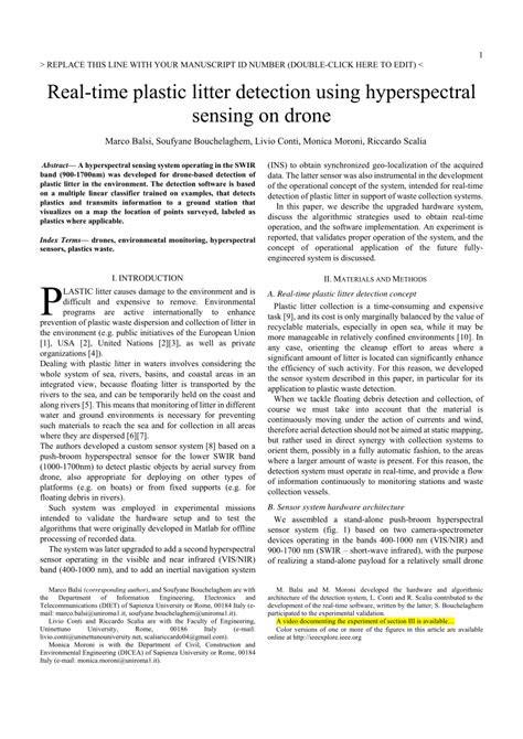 Pdf Real Time Plastic Litter Detection Using Hyperspectral Sensing On Drone