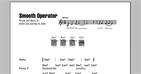 Smooth Operator Guitar Chords Lyrics Print Sheet Music Now