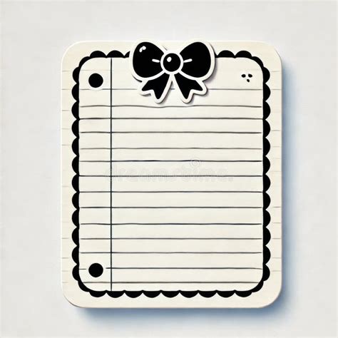 Decorative Notepad Design With Elegant Bow And Scalloped Edges Stock