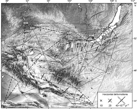 3 2 Relative Strain Patterns Within Baikal Mongolia Gps Network Black Download Scientific