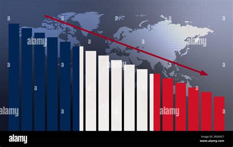 France Flag On Bar Chart Concept With Decreasing Values Concept Of