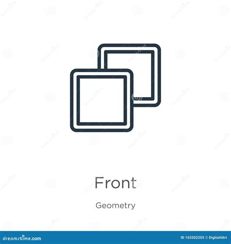 Front Icon Thin Linear Front Outline Icon Isolated On White Background From Geometry Collection