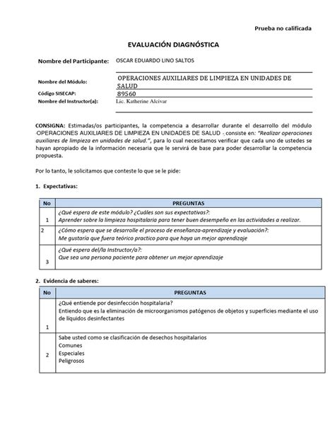 Evaluacion Diagnostica Pdf