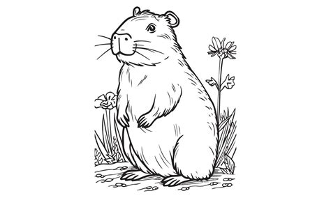 Capybara Coloring Page Capybara Line Art 48265961 Vector Art At Vecteezy