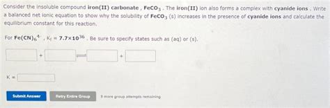 Solved Consider The Insoluble Compound Cobalt Ii Hydroxide