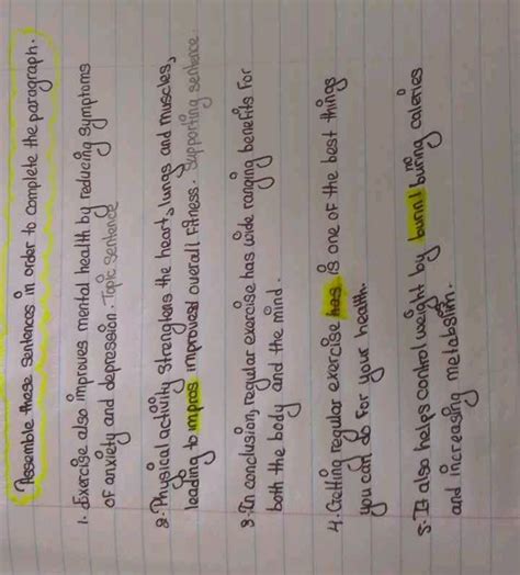 Assemble These Sentences In Order To Complete The Paragraph Exercise Als