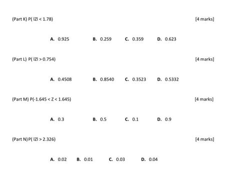 Solved The Normal Distribution Question 4 If Z∼n01 Find