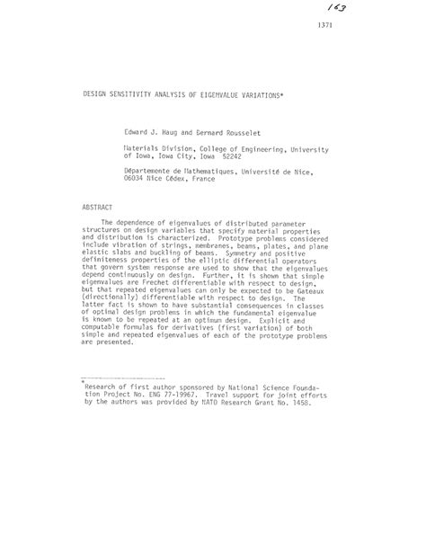 Pdf Design Sensitivity Analysis Of Eigenvalue Variations