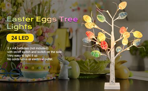 Easter Decorations 24 Inch Pre Lit White Birch Tree With