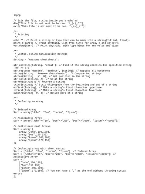 Php Cheatsheet Pdf