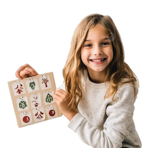 A Smiling Girl In A Christmas Hat With An Advent Calendar Diy In Her