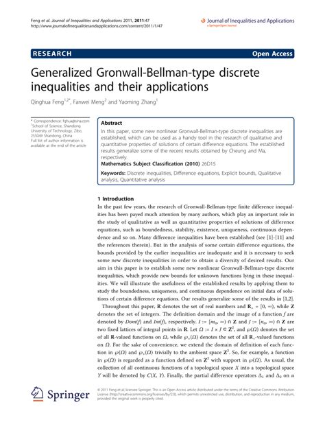 Pdf Generalized Gronwall Bellman Type Discrete Inequalities And Their