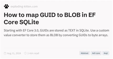 How To Map Guid To Blob In Ef Core Sqlite