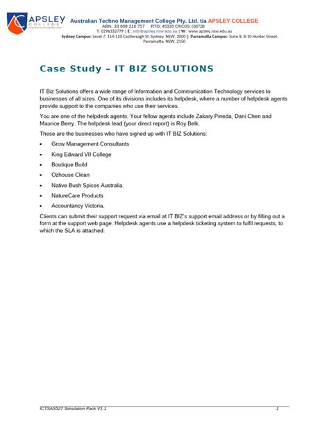 Ictsas527 Simulation Pack Pdf Hyperlink Service Level Agreement