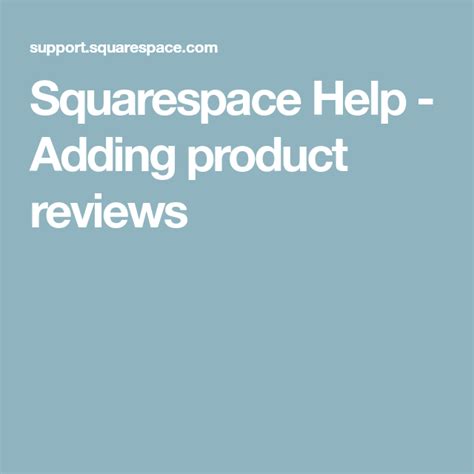 Squarespace Help Adding Product Reviews
