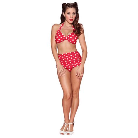 Esther Williams Classic Polka Dot Bathing Swimsuit Top Red White