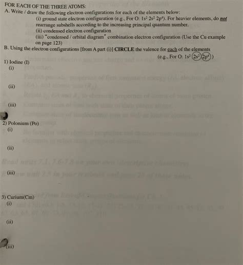 Solved FOR EACH OF THE THREE ATOMS A Write Draw The Chegg Com
