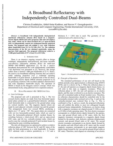 Pdf A Broadband Reflectarray With Independently Controlled Dual Beams