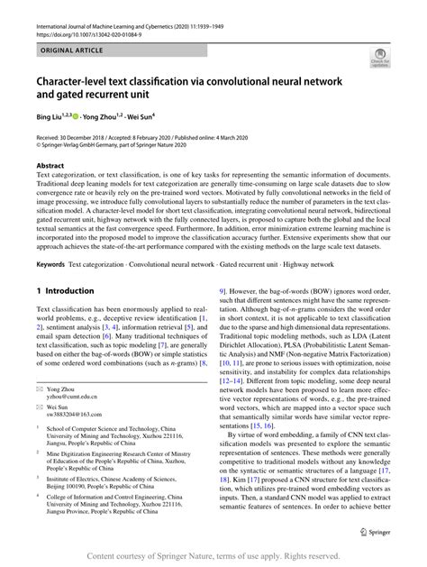 Character Level Text Classification Via Convolutional Neural Network And Gated Recurrent Unit