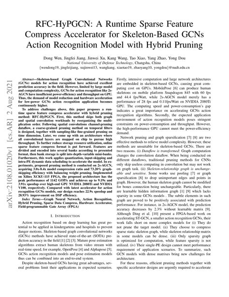 Pdf Rfc Hypgcn A Runtime Sparse Feature Compress Accelerator For Skeleton Based Gcns Action
