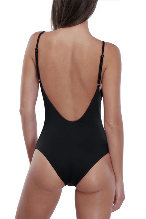 The Classic One Piece Black Nude Swim Bar
