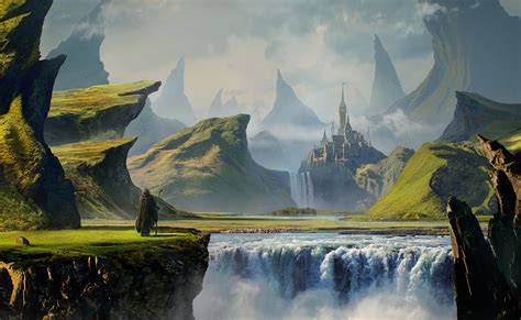 Gothic Pilgrims Castle Hd Fantasy Landscape Wallpaper By Soroka Alexej