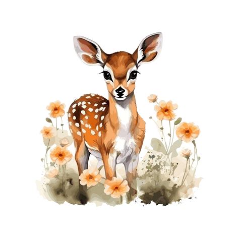 Premium Vector Cute Springbok With Watercolor Flower Design Cute