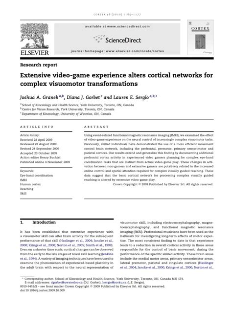 Extensive Video Game Experience Alters Cortical Networks For Complex Visuomotor Transformations