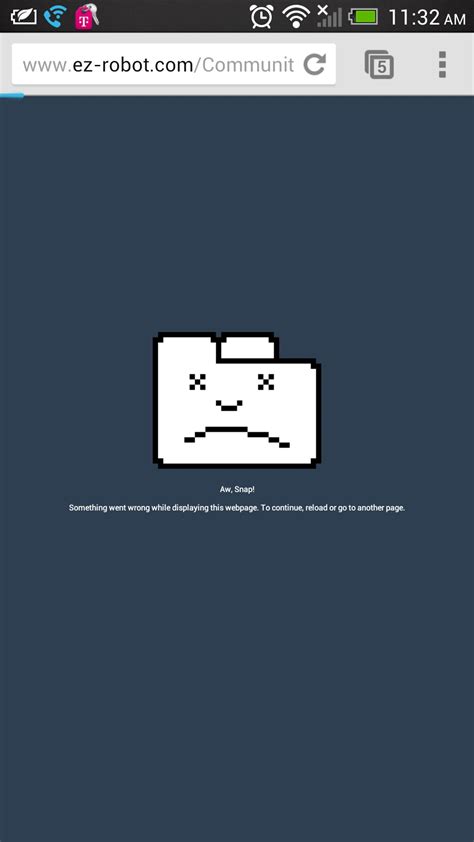 I Get S Sadface Error When Clicking A Link To The Ez Robot Sight