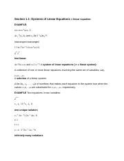 Linear Algebra Assignment Docx Section Systems Of Linear Equations A Linear Equation