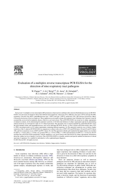 Pdf Evaluation Of A Multiplex Reverse Transcriptase Pcr Elisa For The