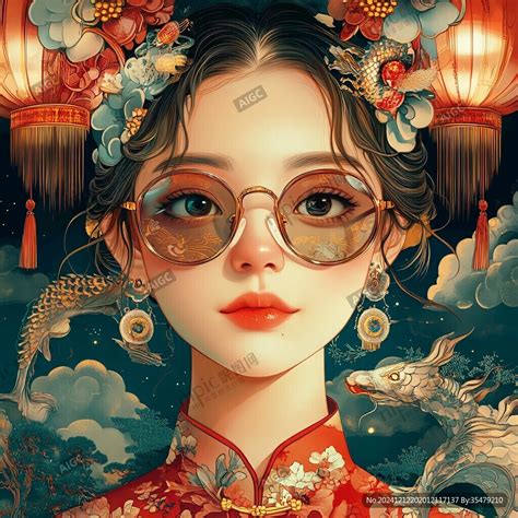 Ai创作图头像插画定制 头像约稿 高级感女插画 原创美人 厚涂少女 厚涂头像 写实人物插画 原创厚涂 2021春节新年造型 文创少女插画 少女文创插画 新人插画 换装插画 龙年港风设计 红金风