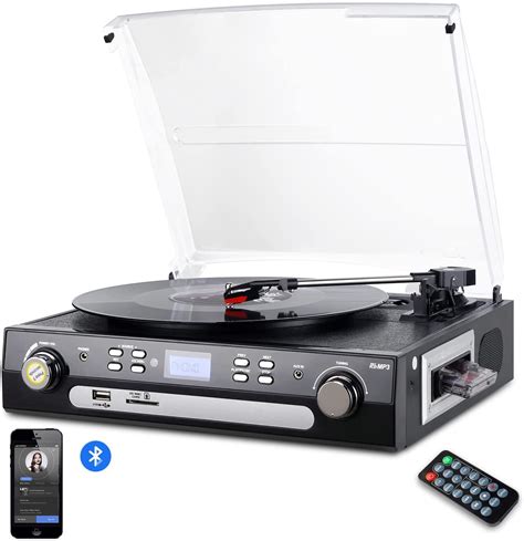 Digitnow Bluetooth Lp Multi Record Player With Am Fm Radio System Stereo Speakers Usb Sd