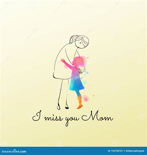 Watercolor Of Girl Hugging Imagine Mom Girl Is Missing Her Mother