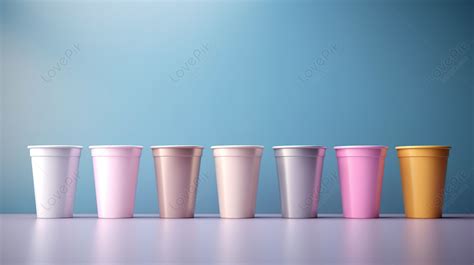 디지털 3d 일러스트레이션 다양한 크기의 아름다운 플라스틱 컵 배열 커피를 마시다 배경 정렬 배경 카페 컵 배경 이미지 Hd 커피를 마시다 정렬 카페 컵 배경