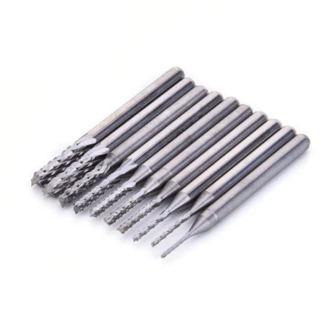 10 шт 3 175 диаметр ЧПУ Концевая фреза мини Карбид Pcb фрезы Набор 0 8 3 175 мм для фрезерных