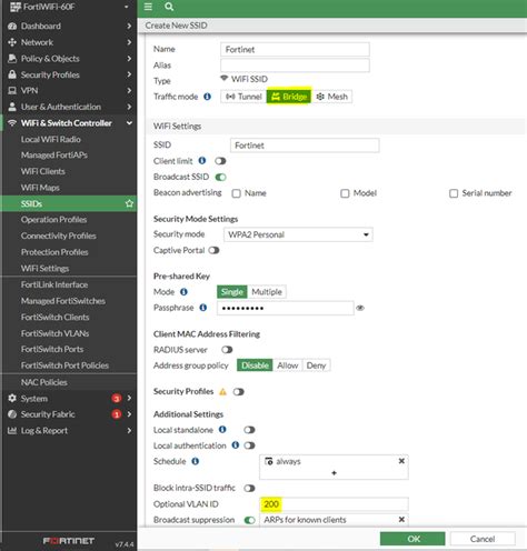 Technical Tip How To Configure A Bridge Mode Ssid Fortinet Community