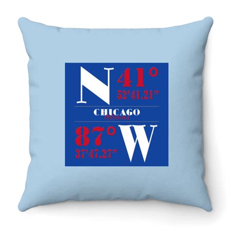 Chicago Wrigley Field Longitude Latitude Coordinates Throw Pillows
