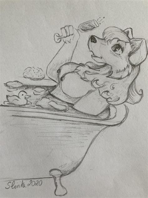 Rule 34 Alcoholic Drink Anthro Bathtub Canid Canine Champane Cute