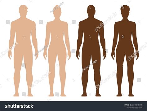White Black Male Female Body Silhouette เวกเตอร์สต็อก ปลอดค่า