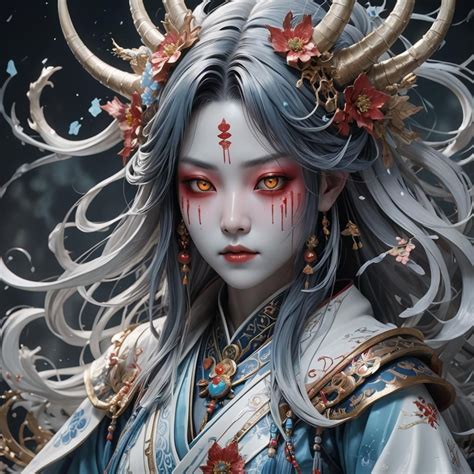 Demonic Porcelain Yuki Onna Yokai Ai Generated Artwork Nightcafe Creator