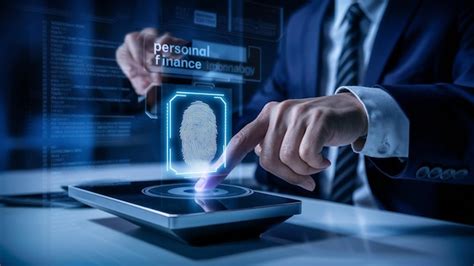 Businessman Using Fingerprint Indentification To Access Personal