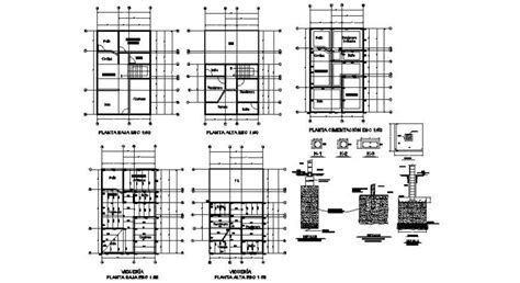House Foundation Plan Floor Plan And Constructive Structure Details Dwg File