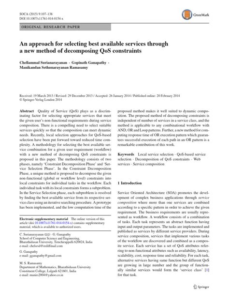 An Approach For Selecting Best Available Services Through A New Method Of Decomposing Qos