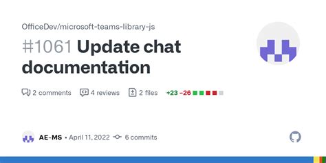 update chat documentation by ae ms · pull request 1061 · officedev microsoft teams library js