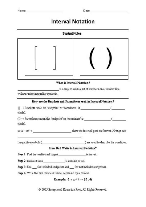 Interval Notation Set Notation Resource Material By Exceptional Education Pros