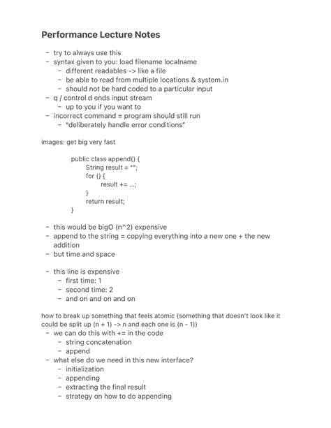 performance lecture notes performance lecture