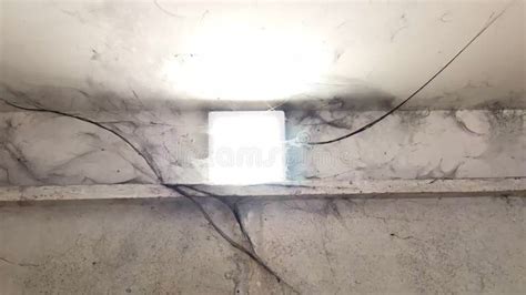 Broken Led Lamp Blinks And Flashes On And Off In Underground Dark And